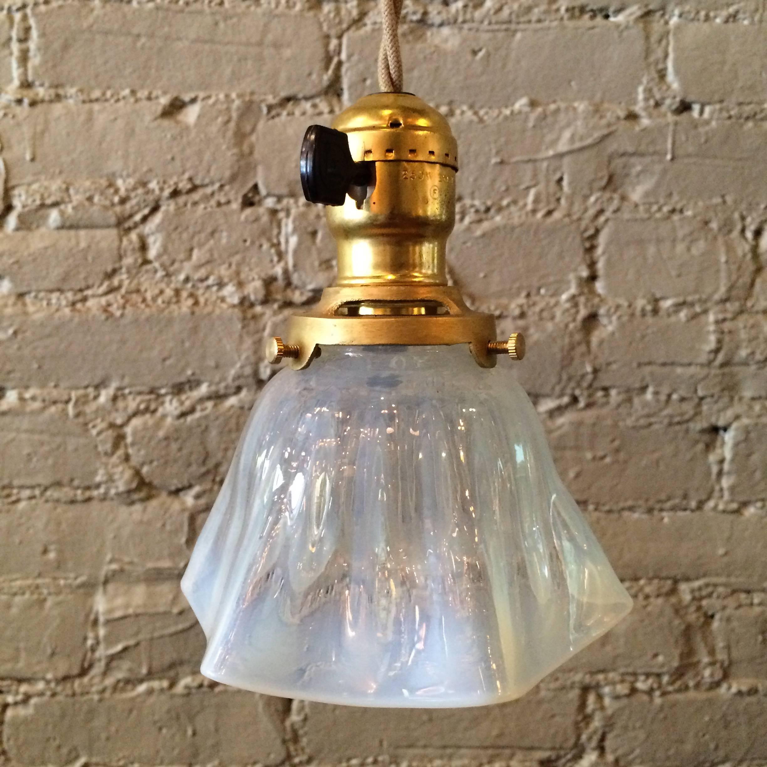 Petite Ruffled Opaline Glass Pendant Lights For Sale at 1stDibs ...