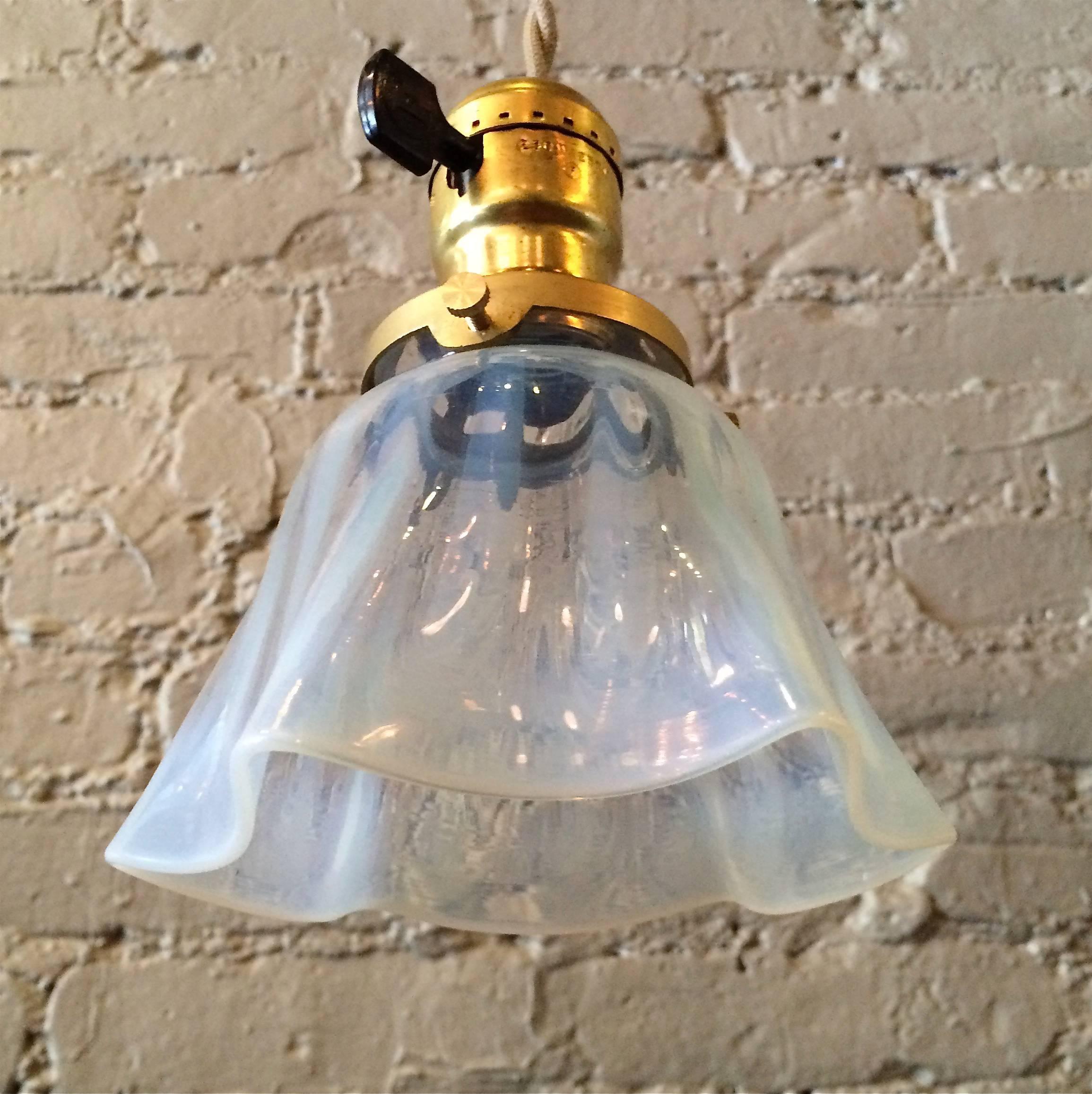 Petite Ruffled Opaline Glass Pendant Lights For Sale at 1stDibs ...
