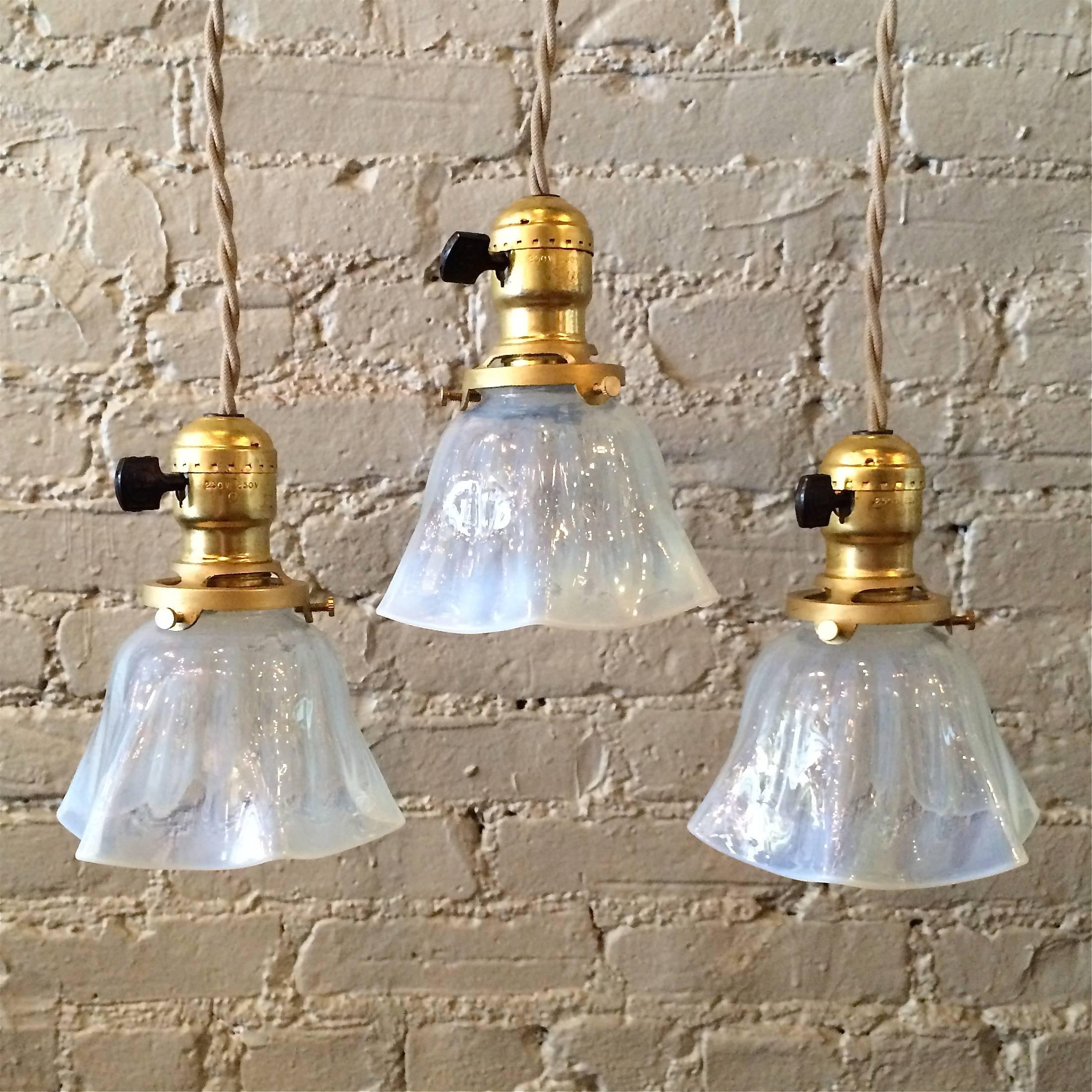 Petite Ruffled Opaline Glass Pendant Lights For Sale at 1stDibs ...