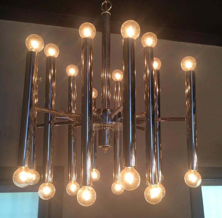 Mid-Century Modern Tubular Chrome Chandelier at 1stDibs | tubular ...