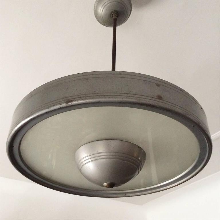 Steel and Glass Machine Age Pendant Light at 1stDibs