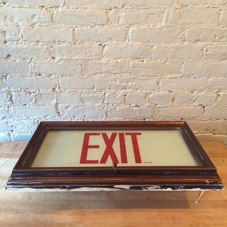 1930s Recessed Flush Mount Glow-in-the-Dark Exit Sign Light Sconce For ...