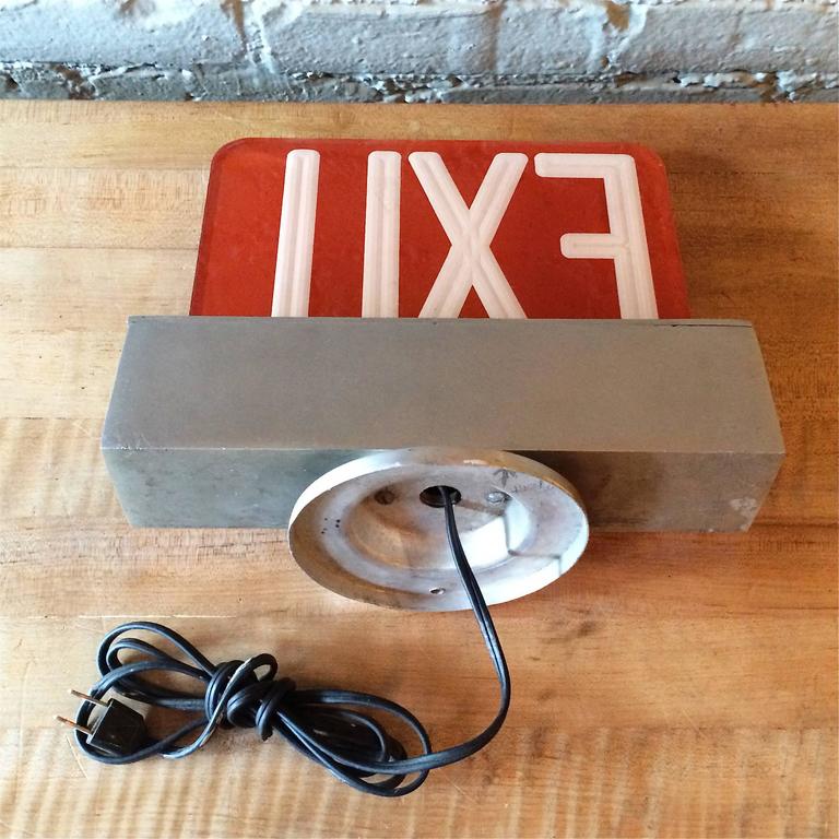 Double-Sided Ceiling Flush Mount Exit Sign Light at 1stdibs