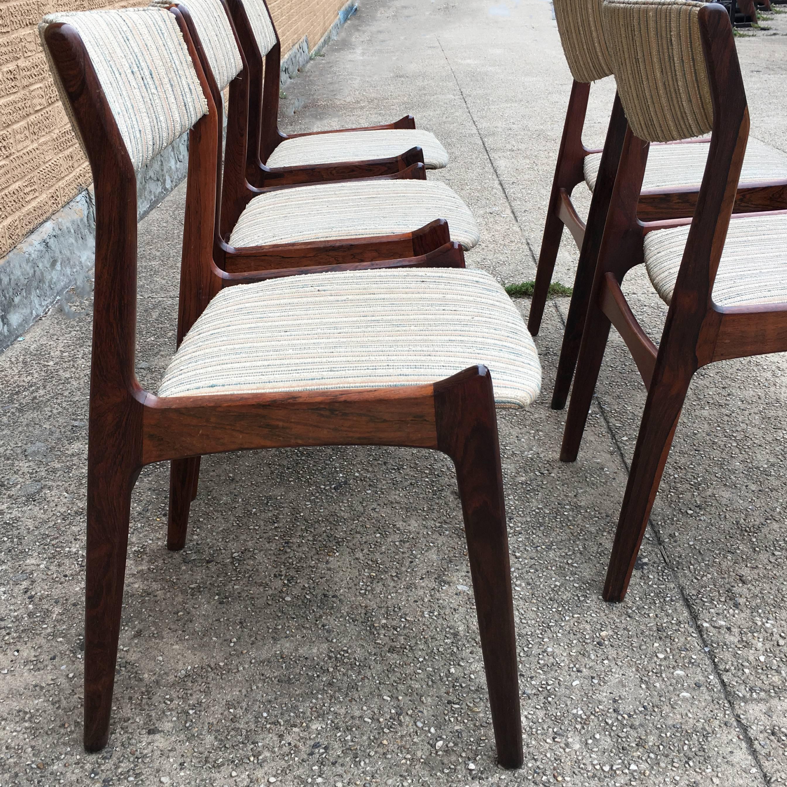 Set of Five Danish Modern Rosewood Dining Chairs by Eric Buck For Sale ...