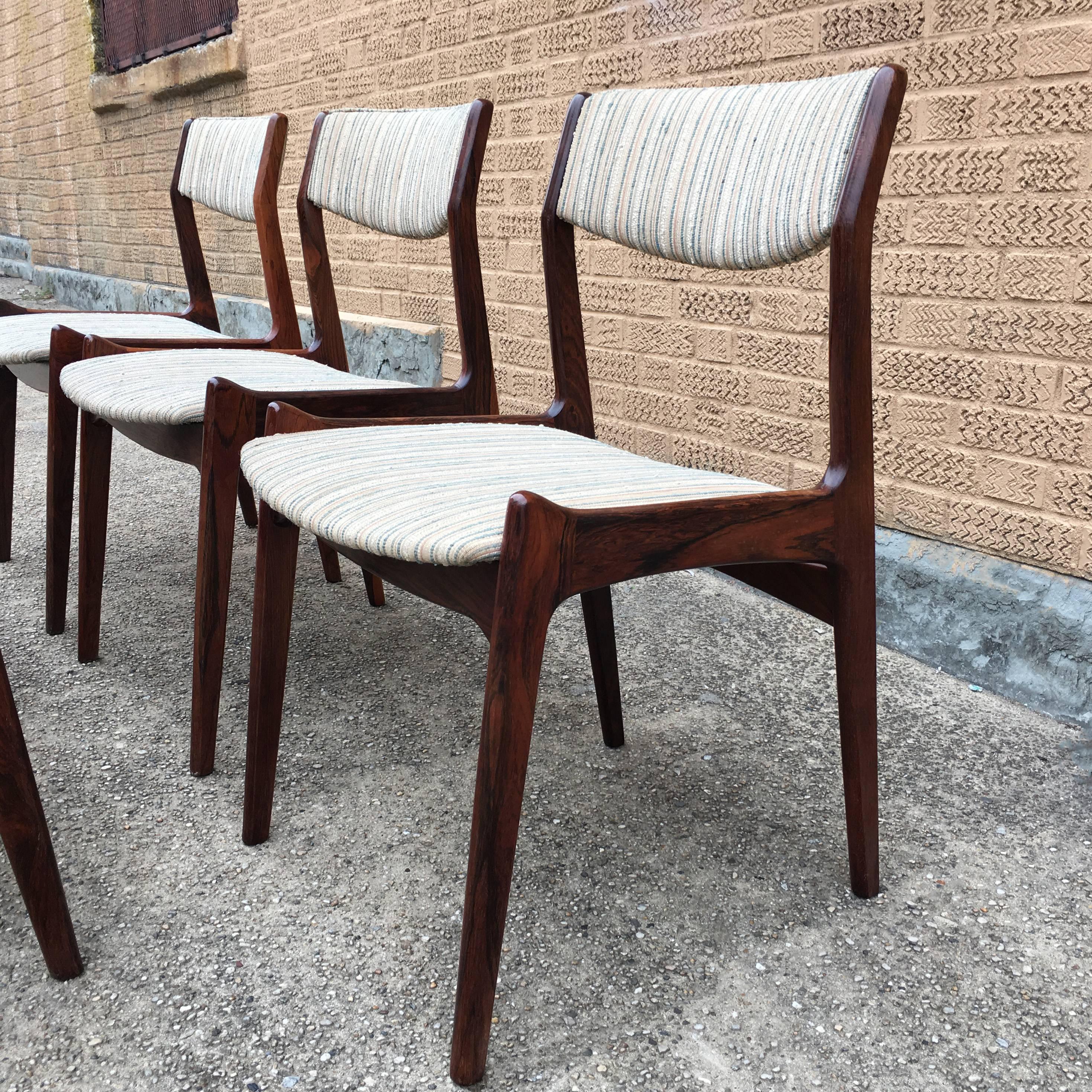 Set of Five Danish Modern Rosewood Dining Chairs by Eric Buck For Sale ...