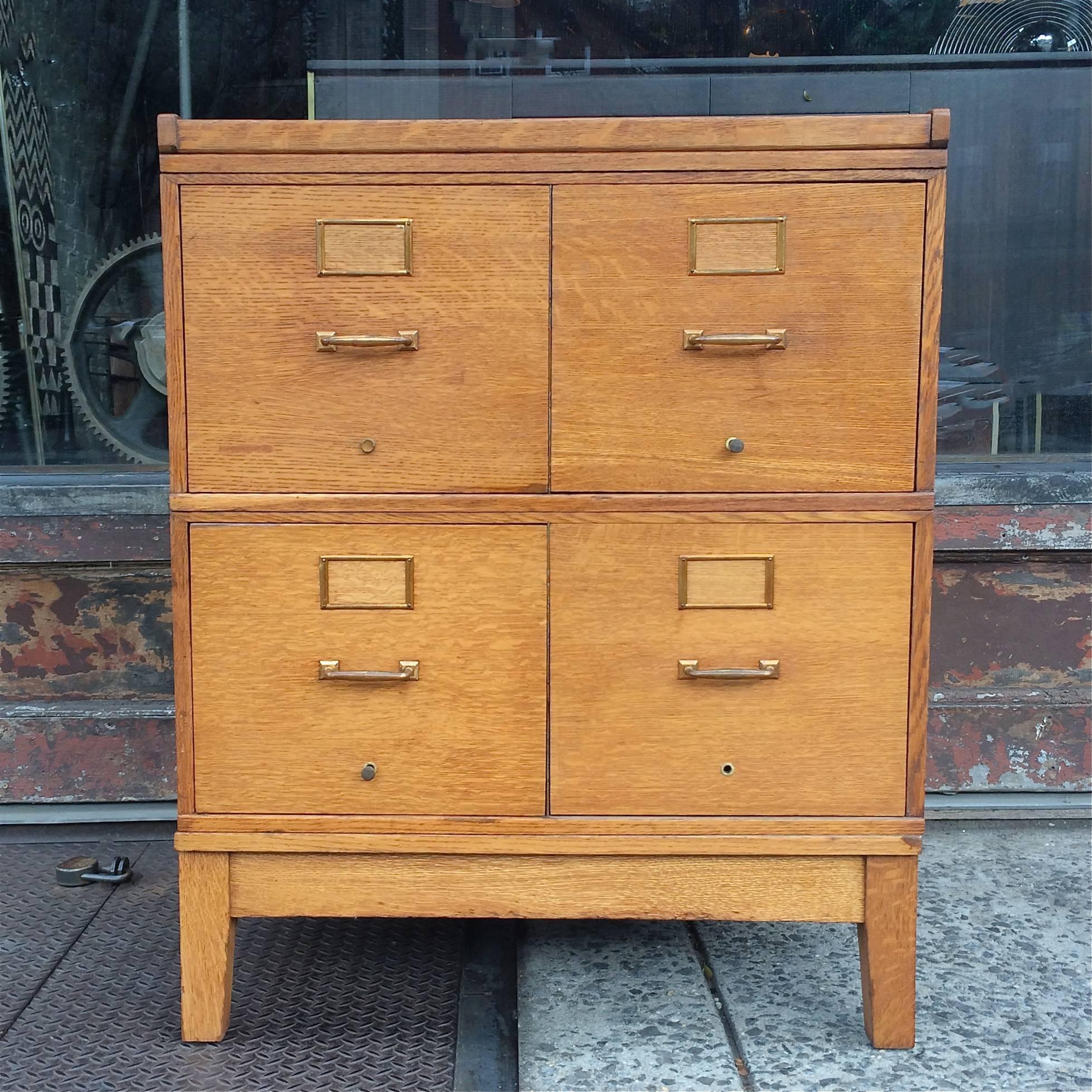 Mid-Century English Oak Modular File Cabinet at 1stDibs