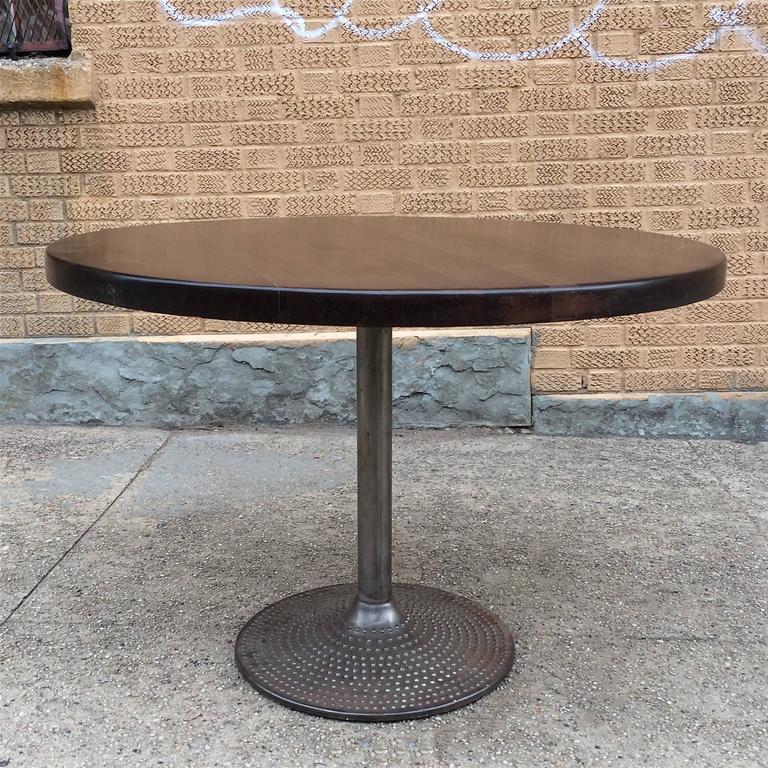 Round Ebonized Maple and Cast Iron Industrial Dining Table at 1stDibs ...