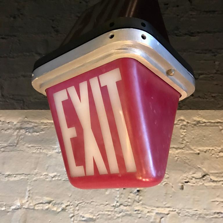 Mid-Century Flush Mount Double-Sided Exit Sign Light at 1stDibs
