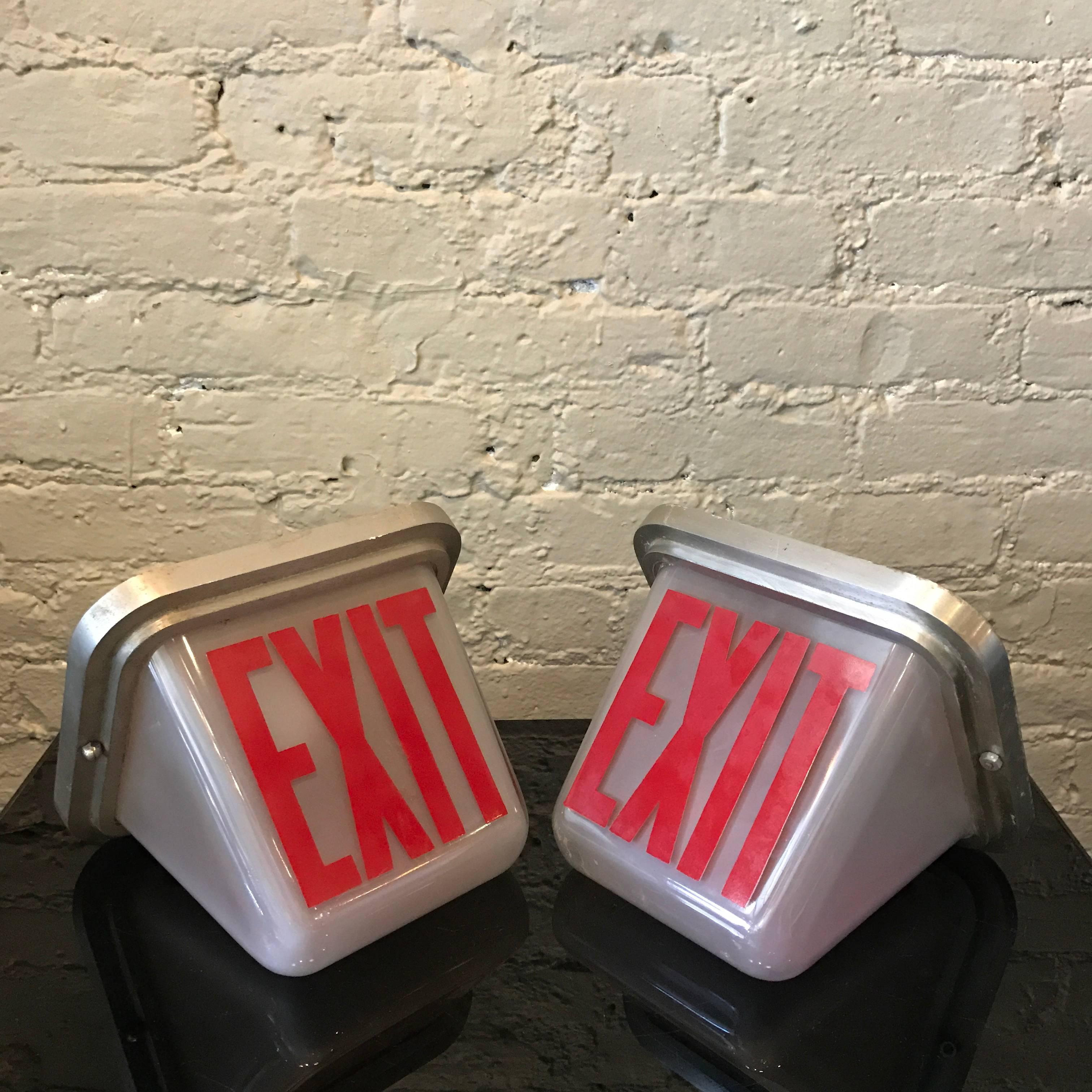 Mid-Century Double Sided Ceiling Flush Mount Exit Sign Lights at ...