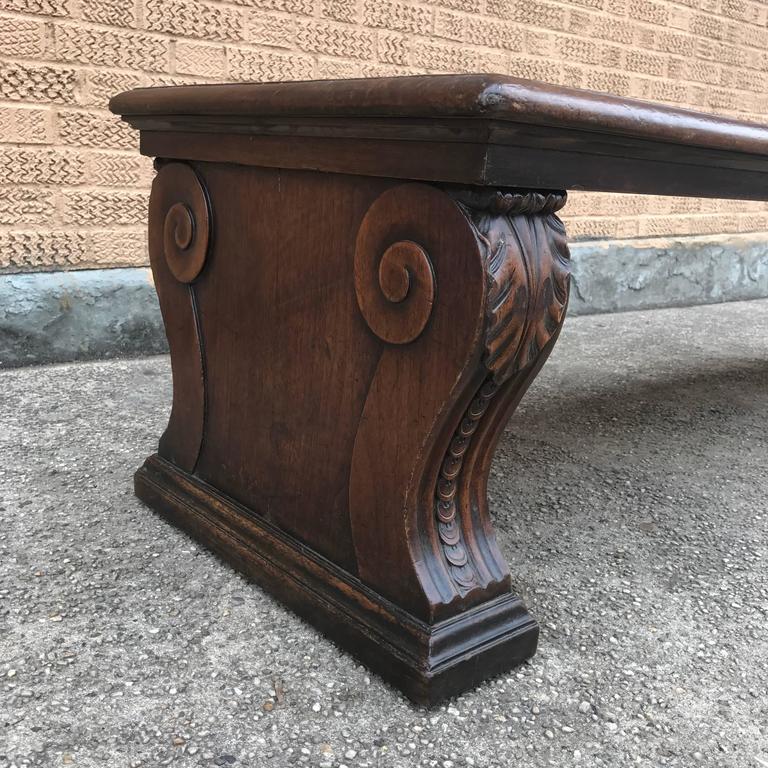 Antique Carved Mahogany Bank Bench For Sale at 1stdibs