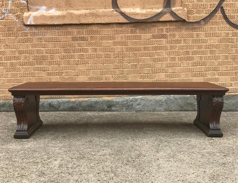 Antique Carved Mahogany Bank Bench For Sale at 1stdibs