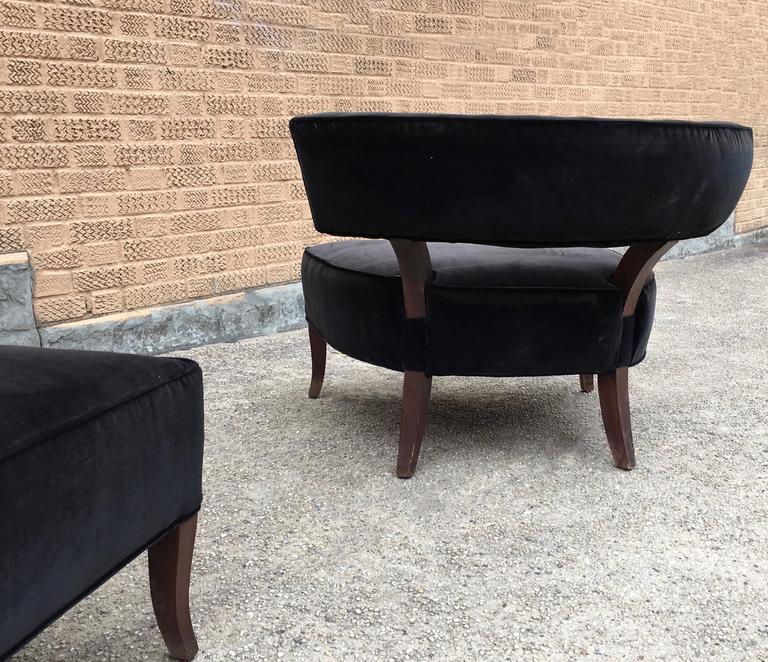 Pair of William Haines Style Hollywood Regency Velvet Slipper Hostess ...