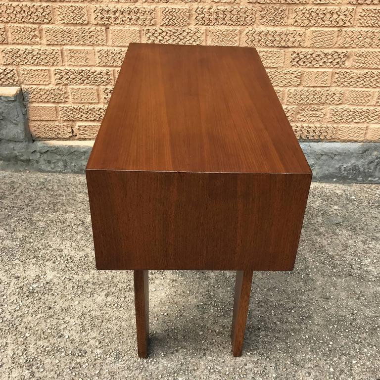 Mid-Century Modern Architectural Open Walnut End Tables at 1stDibs