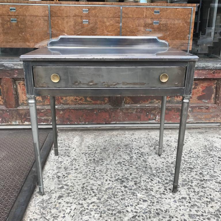 Industrial Brushed Steel Vanity by Simmons Company Furniture at 1stDibs