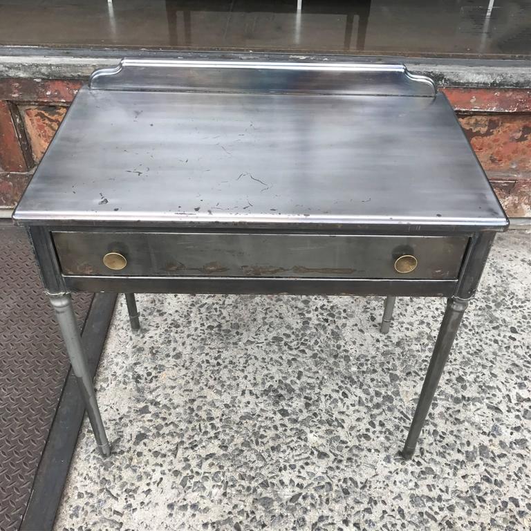 Industrial Brushed Steel Vanity by Simmons Company Furniture at 1stDibs