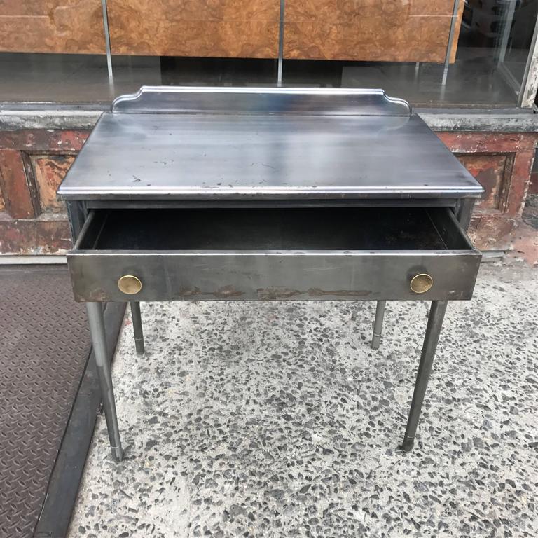 Industrial Brushed Steel Vanity by Simmons Company Furniture at 1stDibs