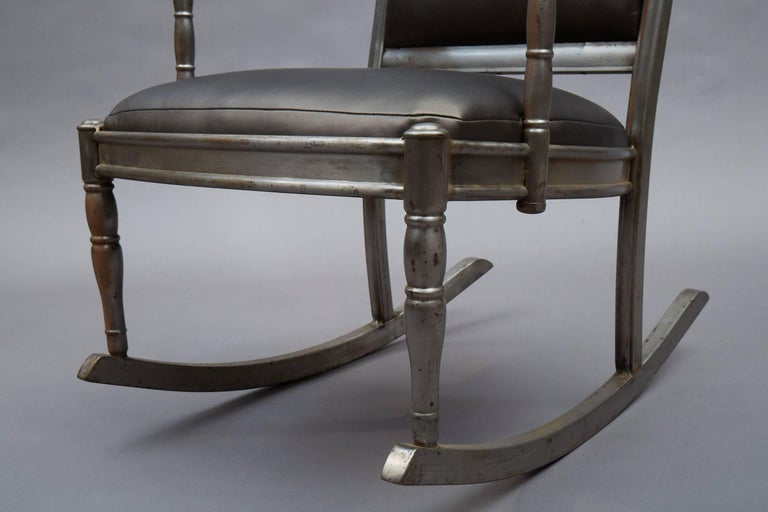 Simmons Brushed Steel and Gunmetal Vinyl Rocking Chair For Sale at 1stDibs