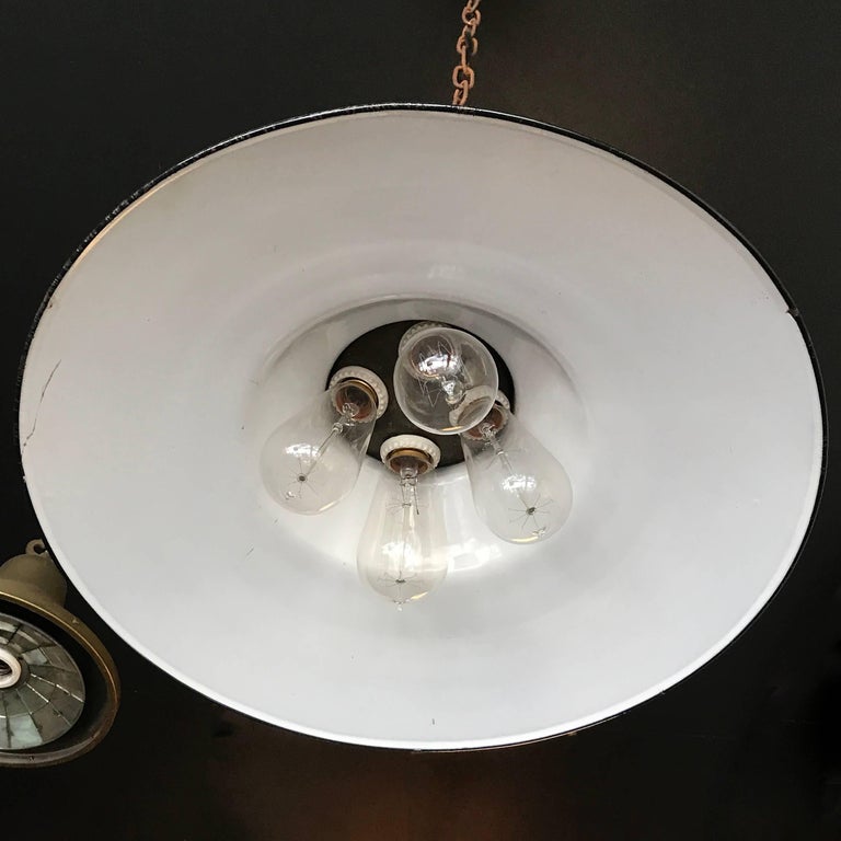 Original Industrial White Enamel Steel Machine Shop Pendant Light at ...