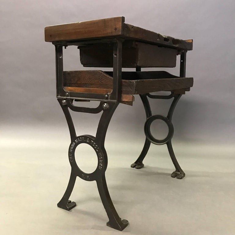 Industrial Maple and Cast Iron Jeweler's Work Bench, 1930s at 1stDibs
