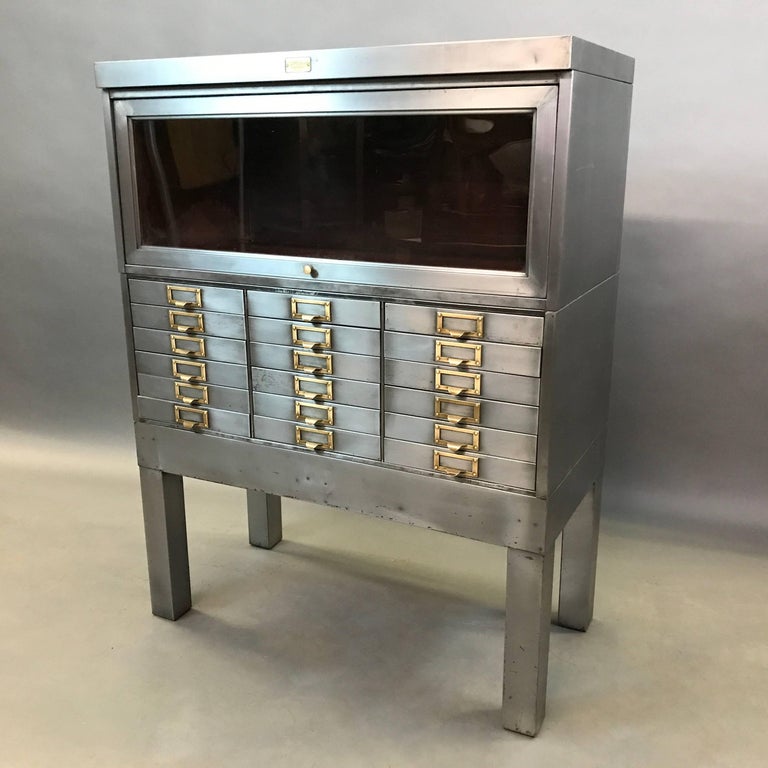 Industrial Brushed Steel Document Cabinet by Allsteel at 1stDibs