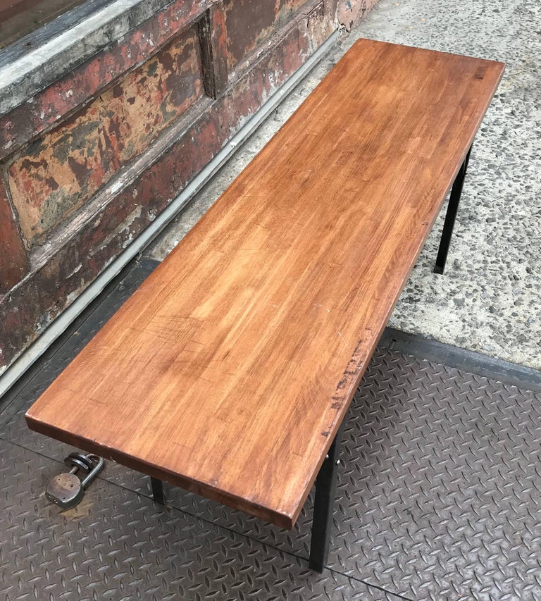 Industrial Angle Iron and Maple Block Bench at 1stDibs | angle iron ...