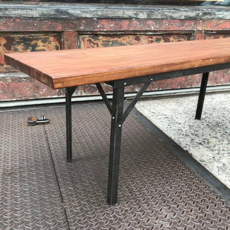 Industrial Angle Iron and Maple Block Bench at 1stDibs | angle iron ...