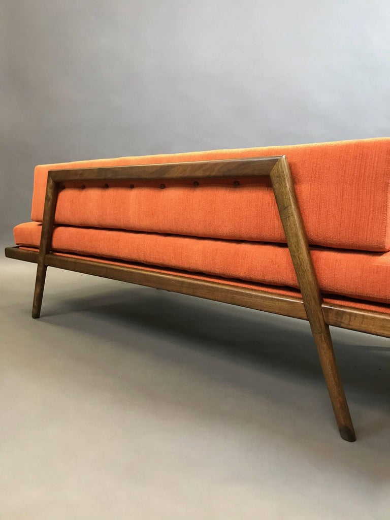 Mid-Century Modern Walnut Upholstered Daybed by Mel Smilow at 1stDibs