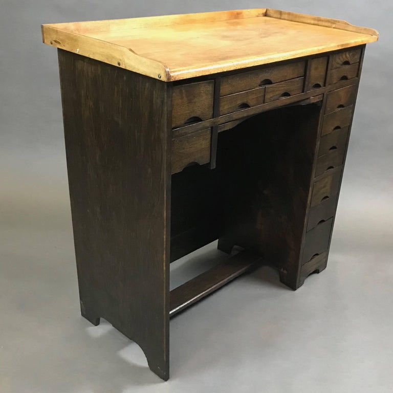 Industrial 1920s Two-Tone Maple Watchmaker's Desk at 1stDibs