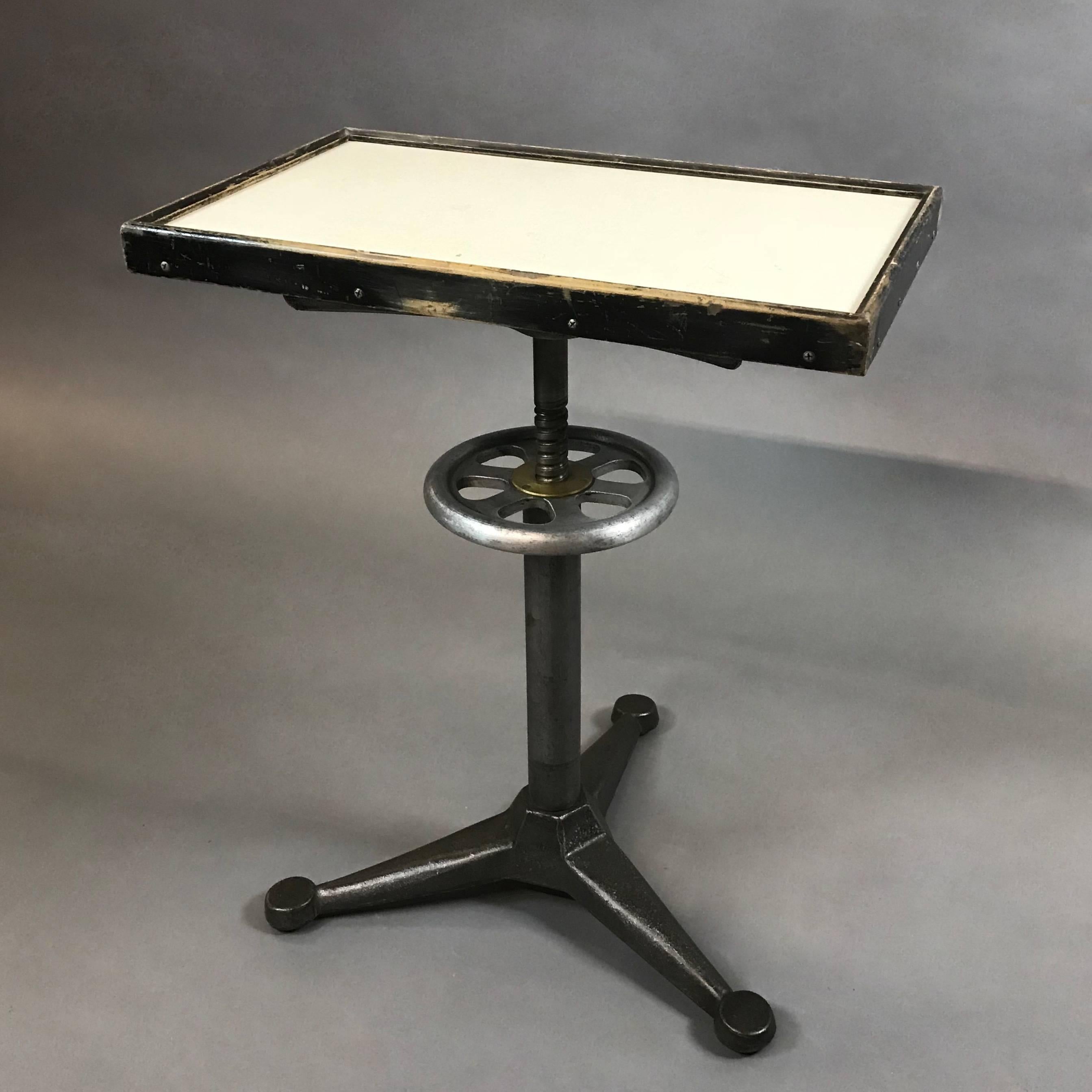 Industrial Bausch and Lomb Milk Glass Optometry Examination Side Table ...