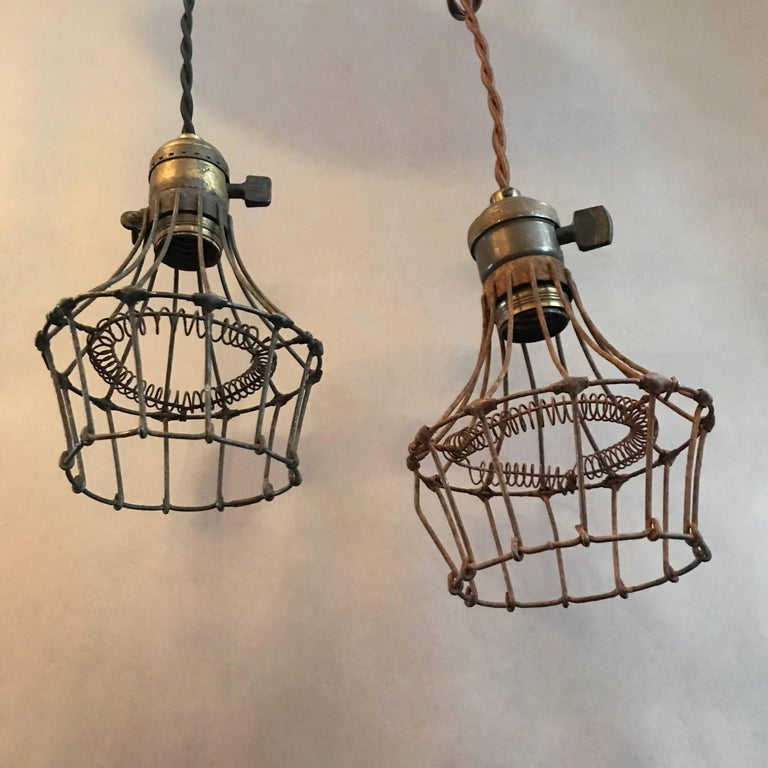 Industrial Steel Wire Cage Pendant Lights For Sale at 1stDibs