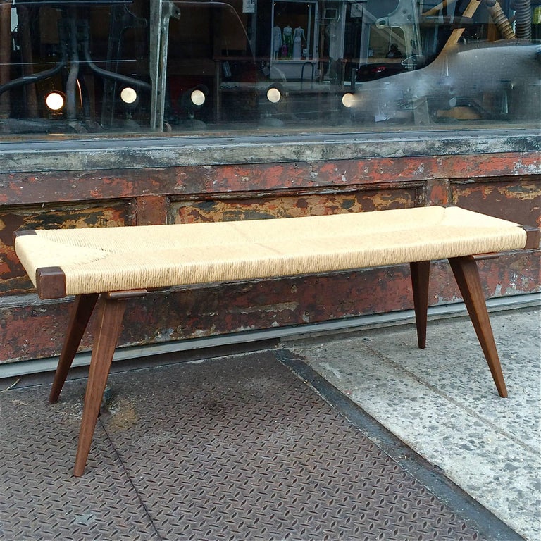 Custom Mid-Century Style Modern Woven Rush Benches 3 Ft at 1stDibs ...