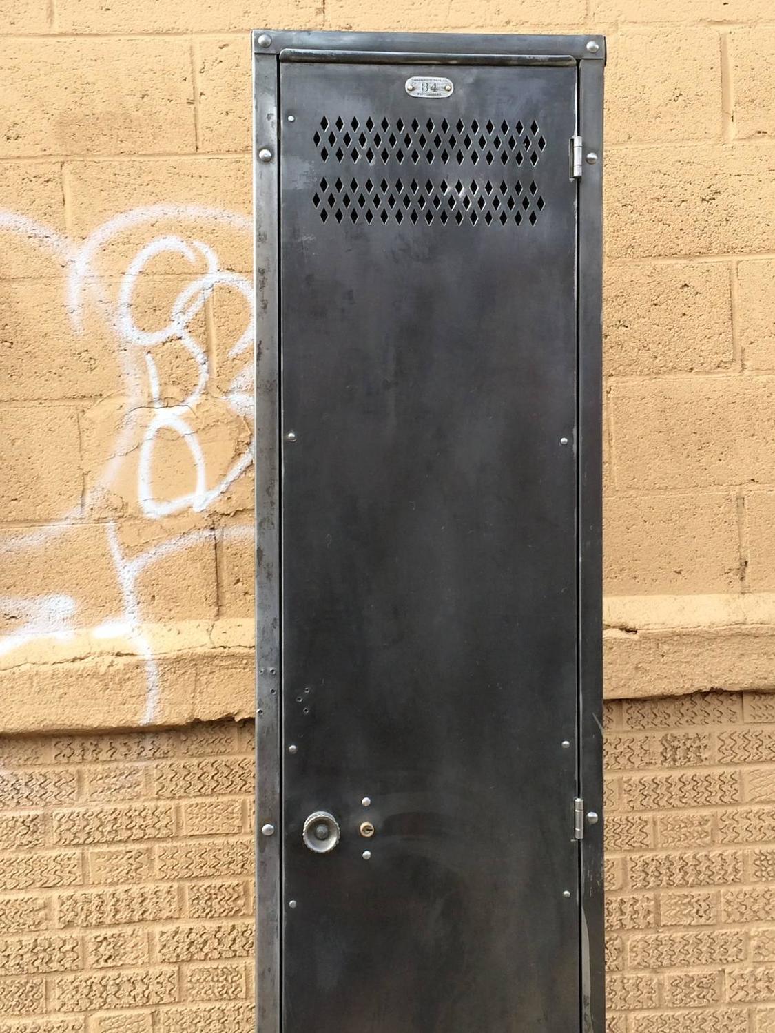 Industrial Brushed Steel Factory Locker For Sale at 1stdibs