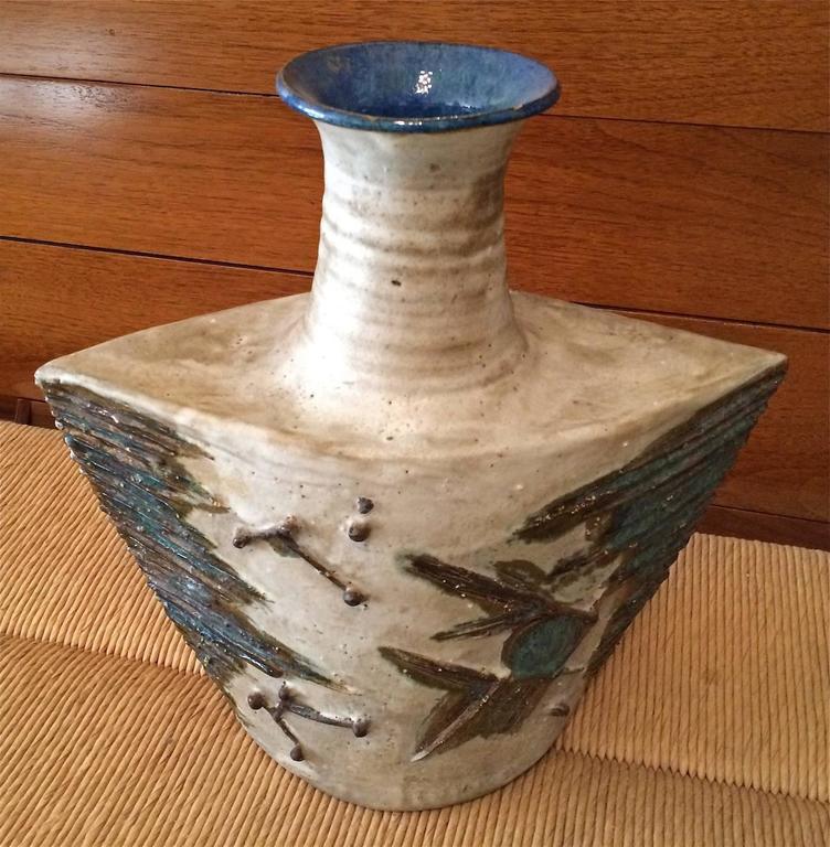 Large Abstract Mid-Century Modern Art Pottery Vase at 1stDibs