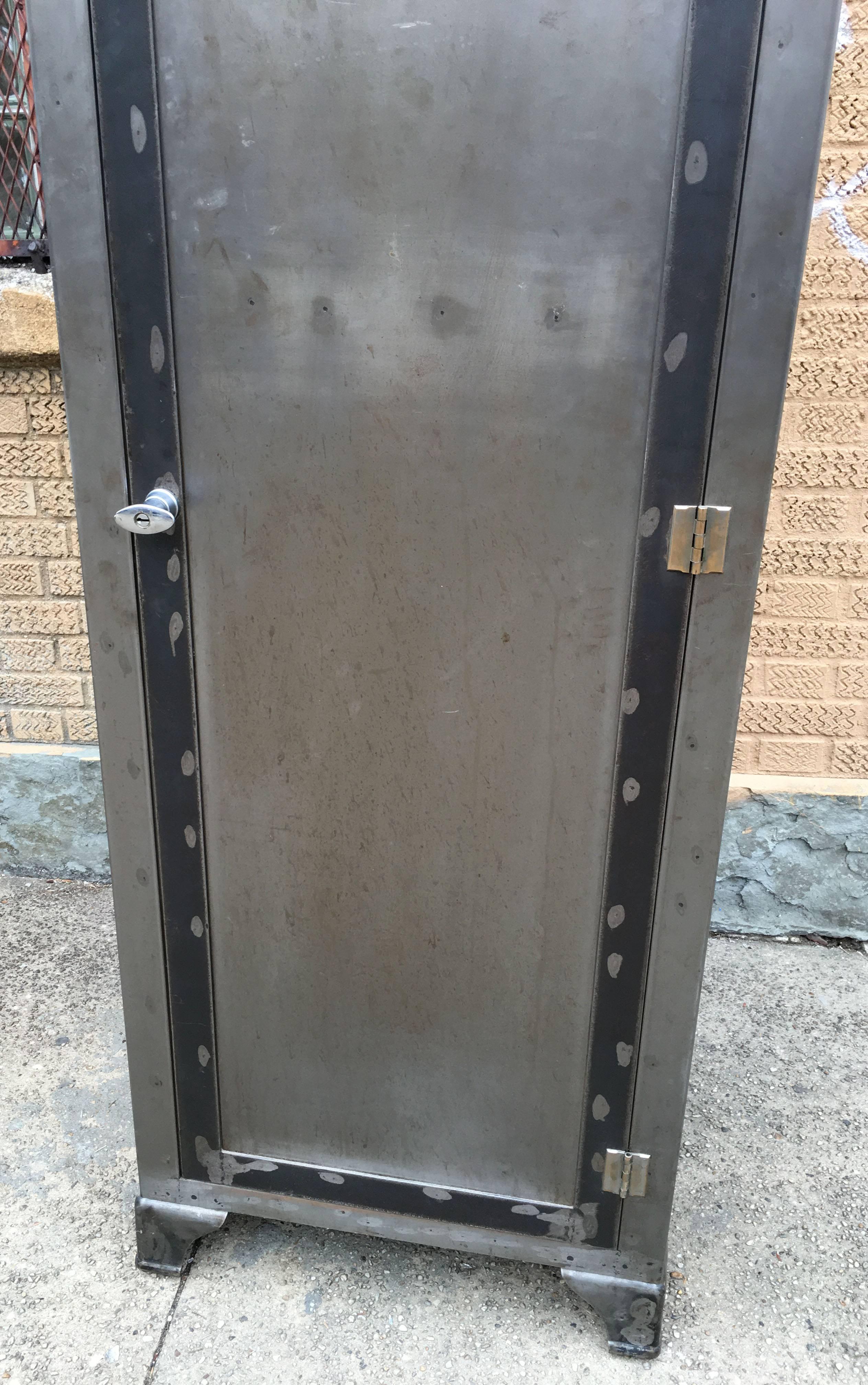 Tall Industrial Brushed Steel Locker at 1stDibs | tall metal locker