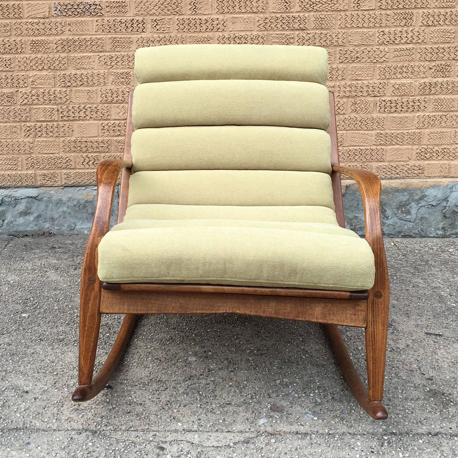 Extremely Rare Danish Modern Bentwood Upholstered Rocking Chair at 1stdibs
