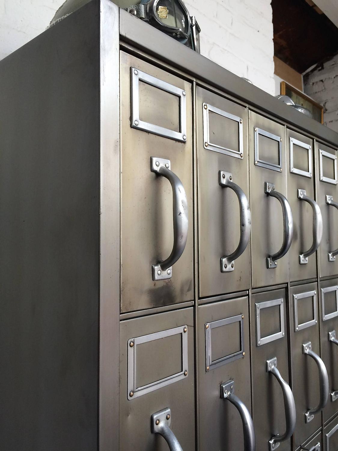 Large Industrial Brushed Steel Legal File Cabinet For Sale at 1stdibs