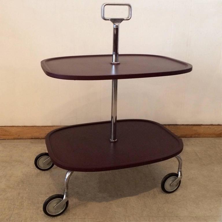 Two-Tier Chrome Rolling Server Bar Cart by Kartell at 1stDibs