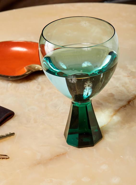 Mid-Century Modern Faceted Colored Cocktail Glass Set at 1stDibs