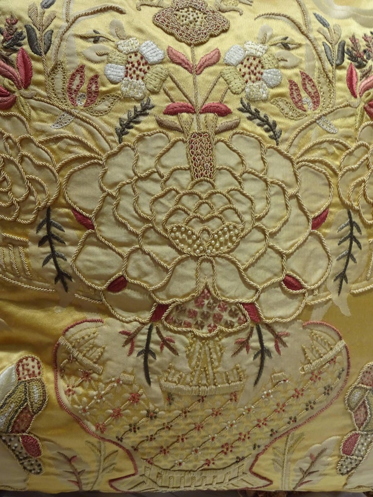 Exquisite Embroidered Pillow, Scalamandre Fabric For Sale at 1stDibs