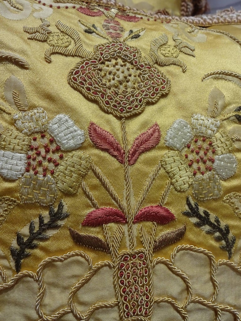Exquisite Embroidered Pillow, Scalamandre Fabric For Sale at 1stDibs