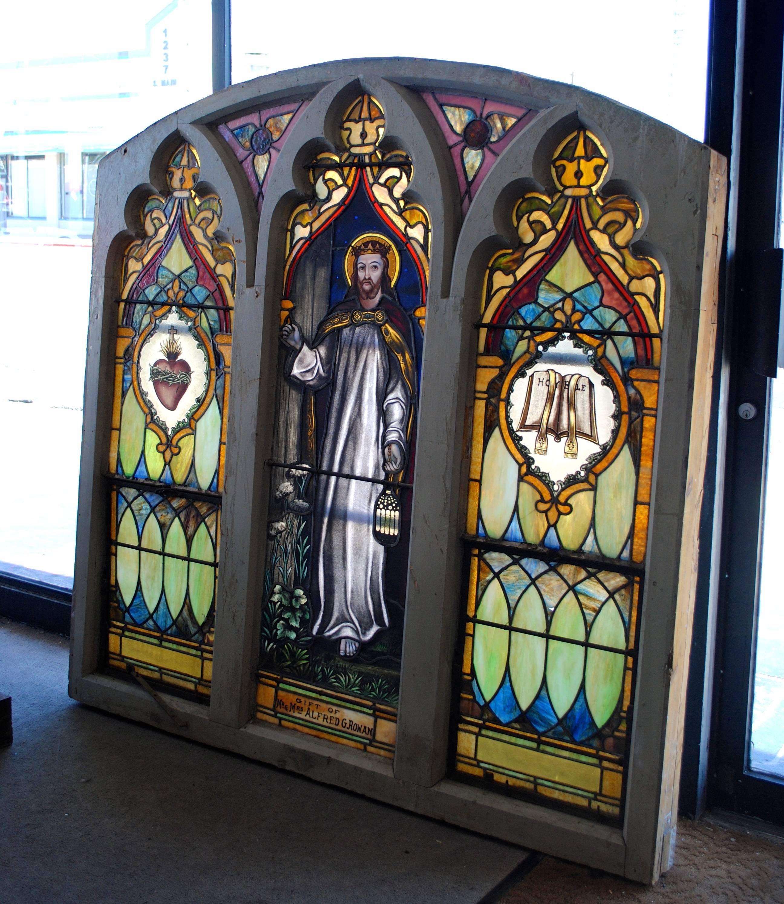 Vintage Stained Glass Church Window at 1stDibs