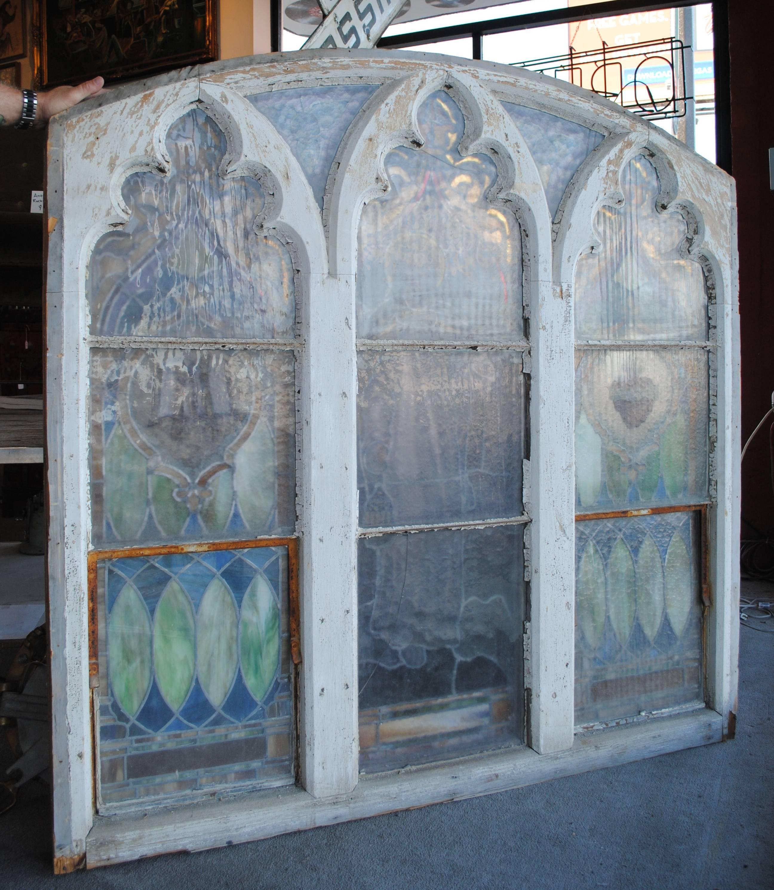 Vintage Stained Glass Church Window at 1stDibs