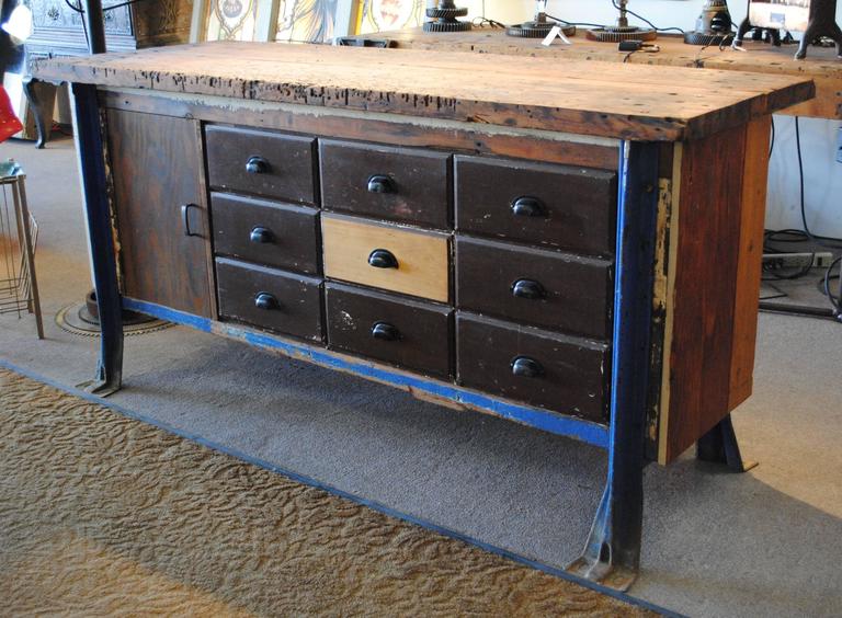 Vintage Industrial Workbench For Sale at 1stDibs
