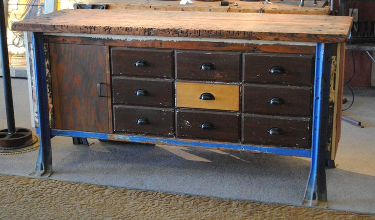 Vintage Industrial Workbench For Sale at 1stDibs