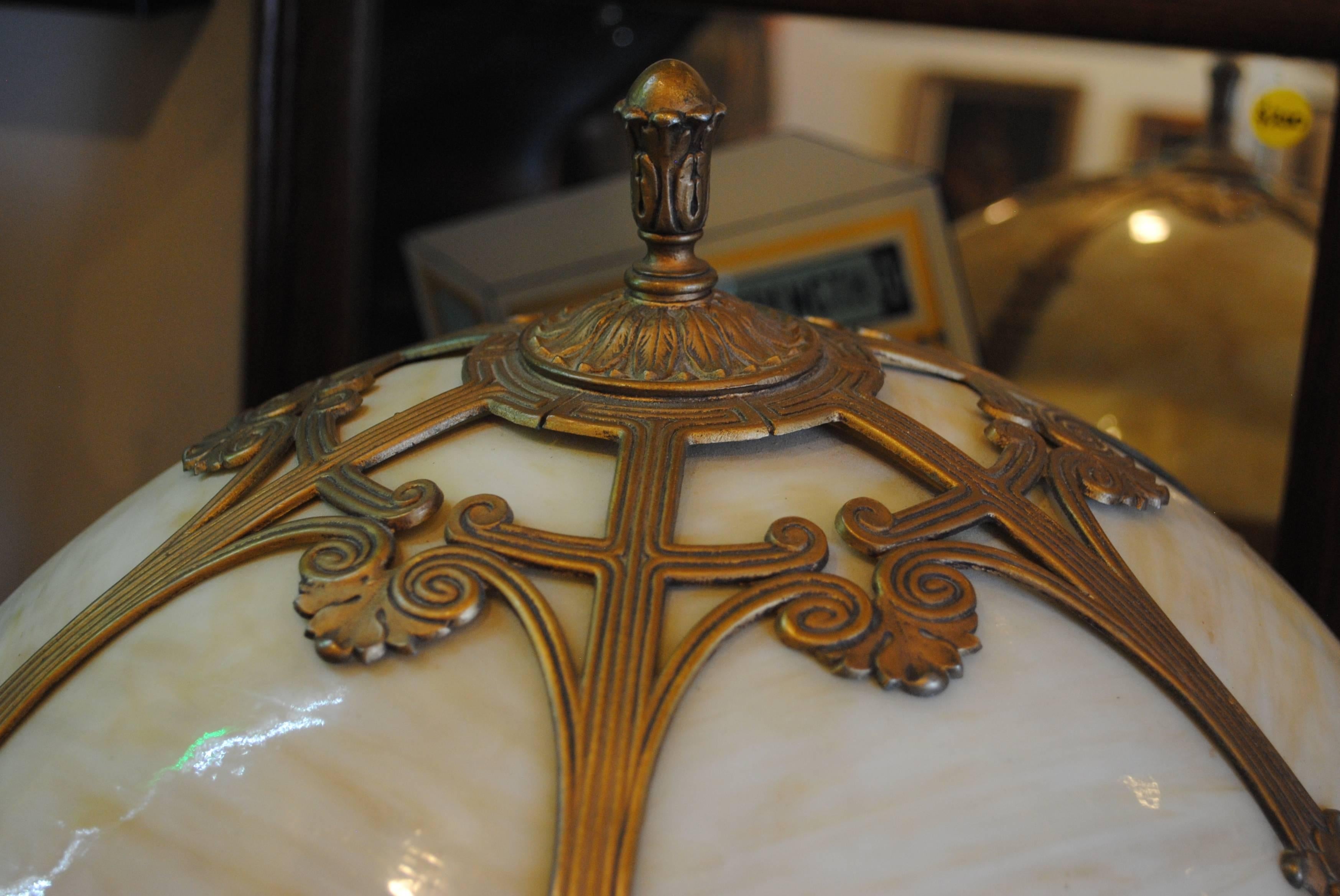 Edward Miller Slag Glass Lamp For Sale at 1stDibs