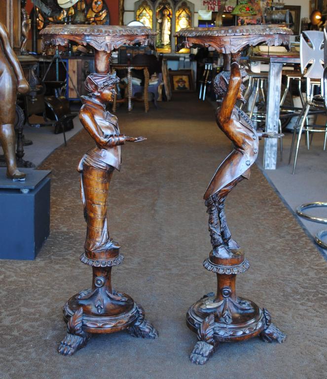 Pair of Venetian 19th Century Carved Pedestal Tables Devil and His ...