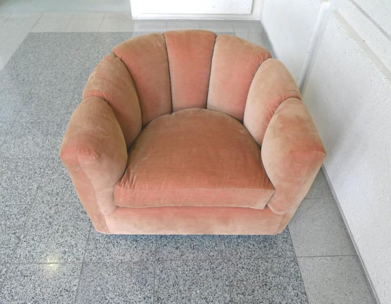 Single Channel-Back Swivel Club Chair in the Style of Milo Baughman at ...