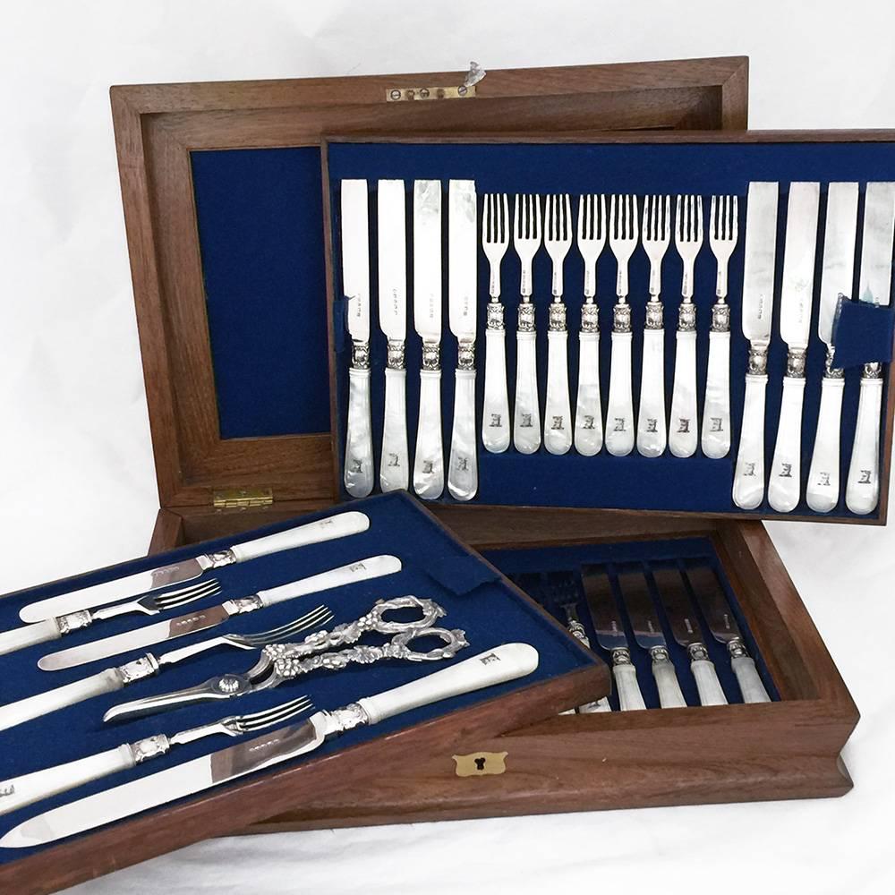 Victorian Boxed Set of Mother of Pearl Handled Silver Eaters at 1stDibs