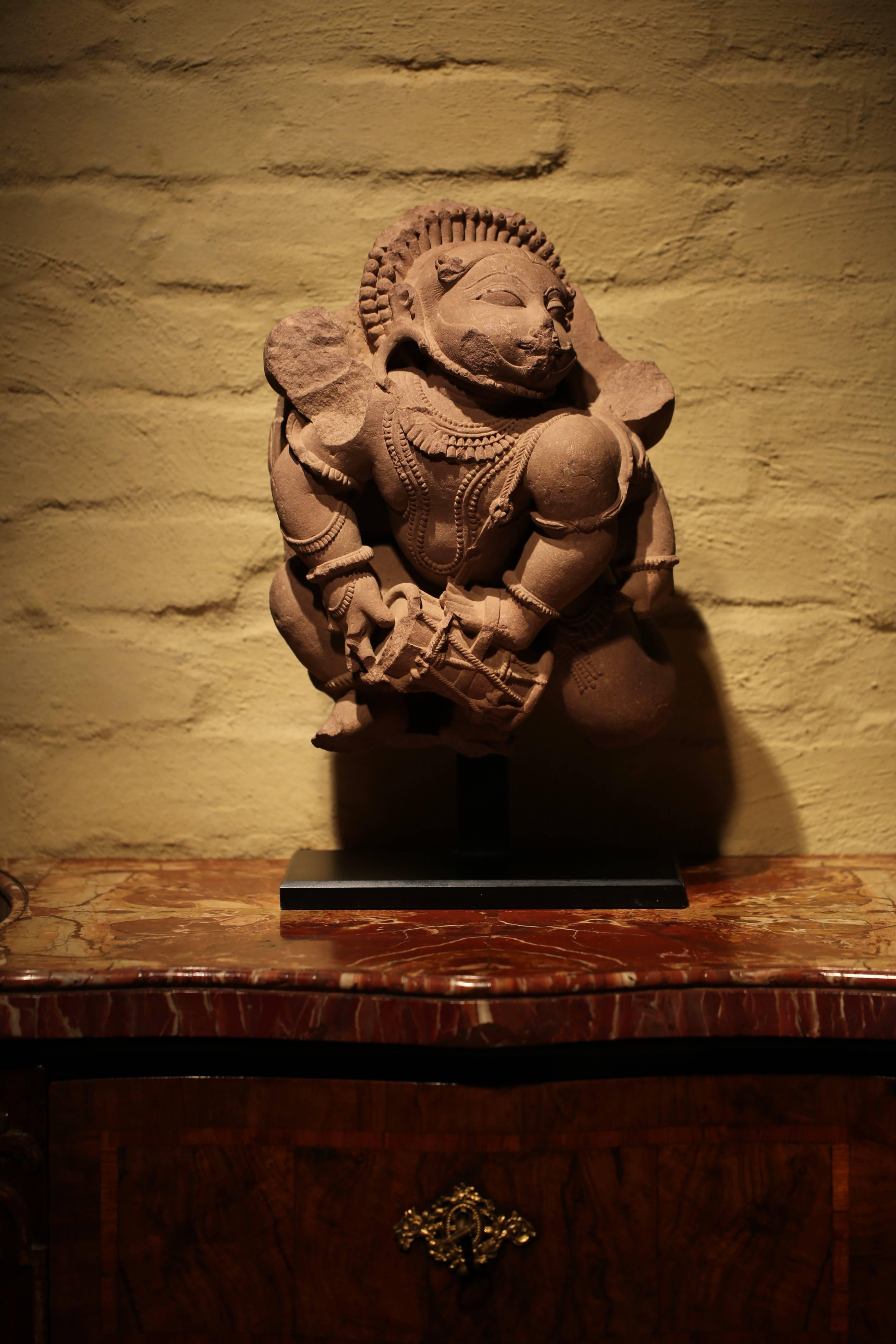 Pair of 12th Century Rajasthan Red Sandstone Figures For Sale at 1stDibs