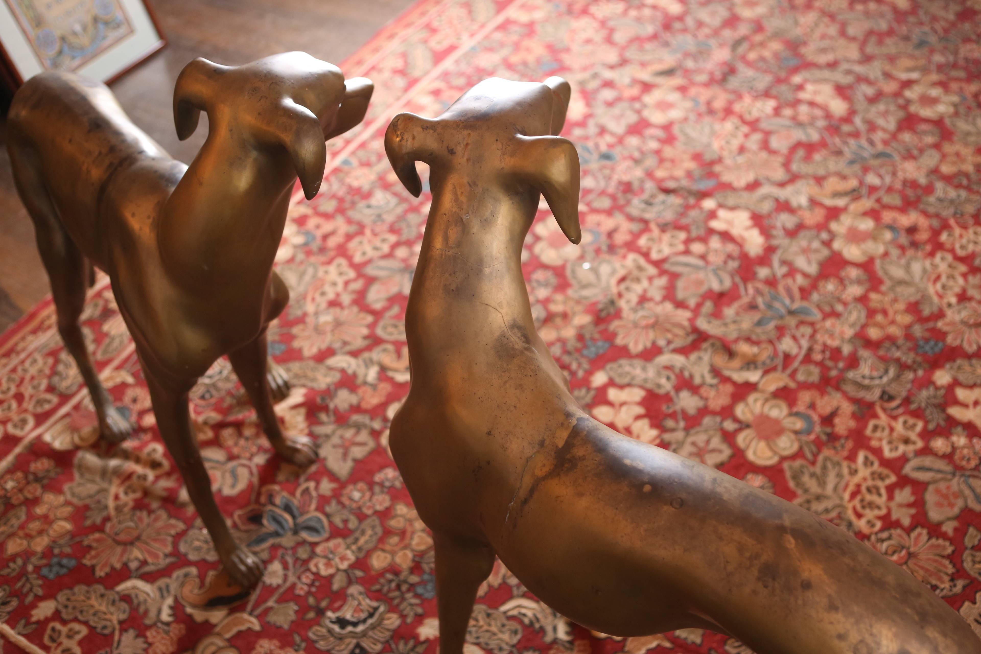 Pair of Bronze Whippet Statues For Sale at 1stDibs | whippet statues ...